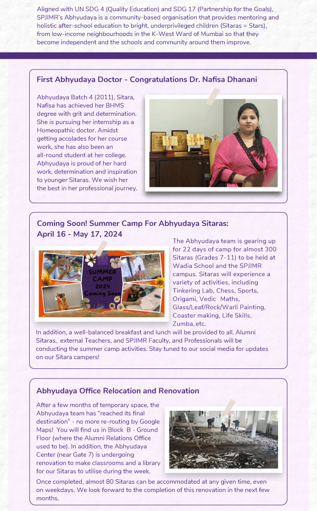 Abhyudaya Newsletter - March 2024