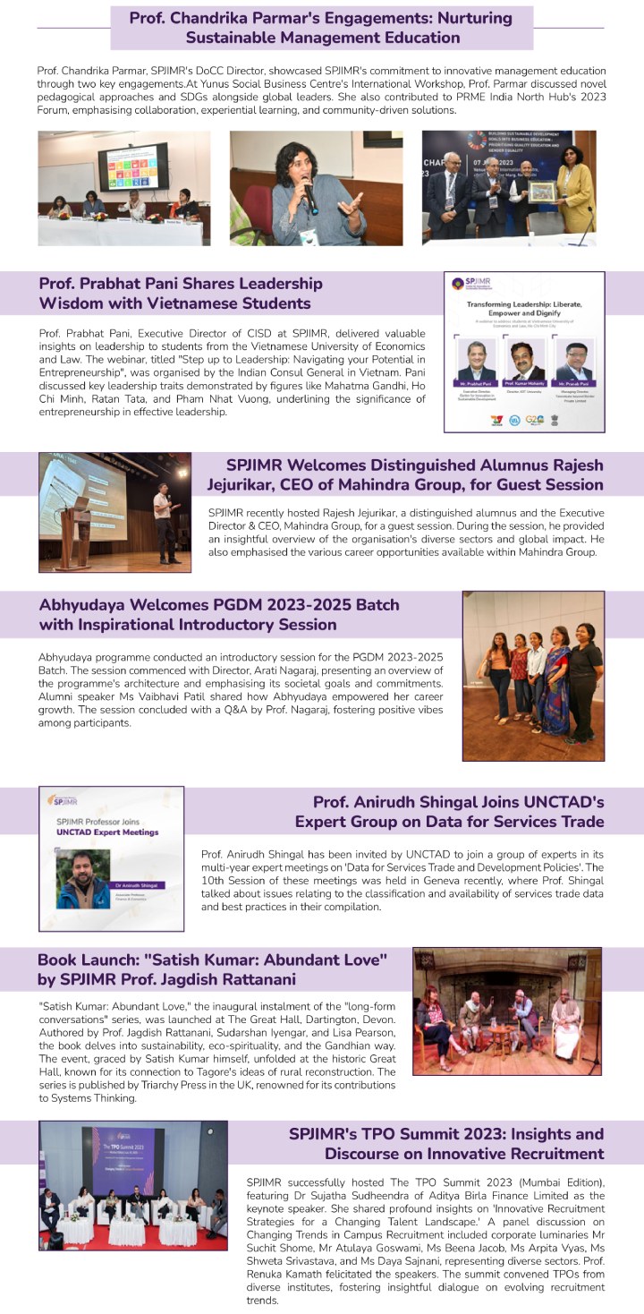 Spotlight| SPJIMR Newsletter Volume 37, July 2023 | SPJIMR