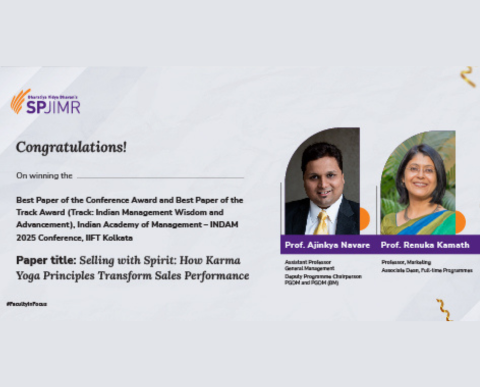SPJIMR professors win Best Paper awards at INDAM 2025